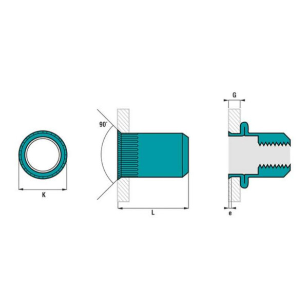 Ecrou à sertir crante inox tr sbox | Faille Industrie